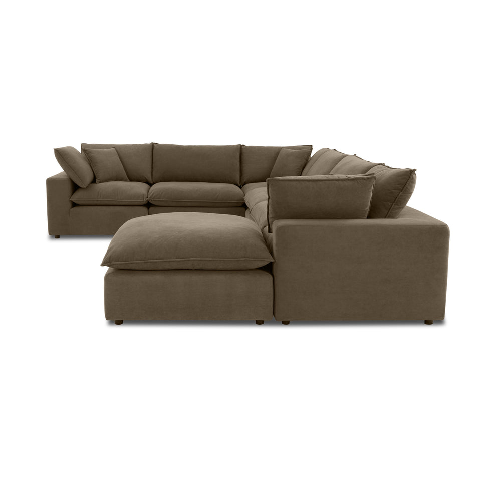 Cali 7-Piece Chocolate Brown Performance Velvet Large Chaise Sectional ...
