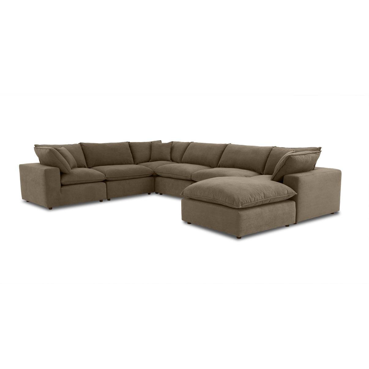 Cali 7-Piece Chocolate Brown Performance Velvet Large Chaise Sectional ...