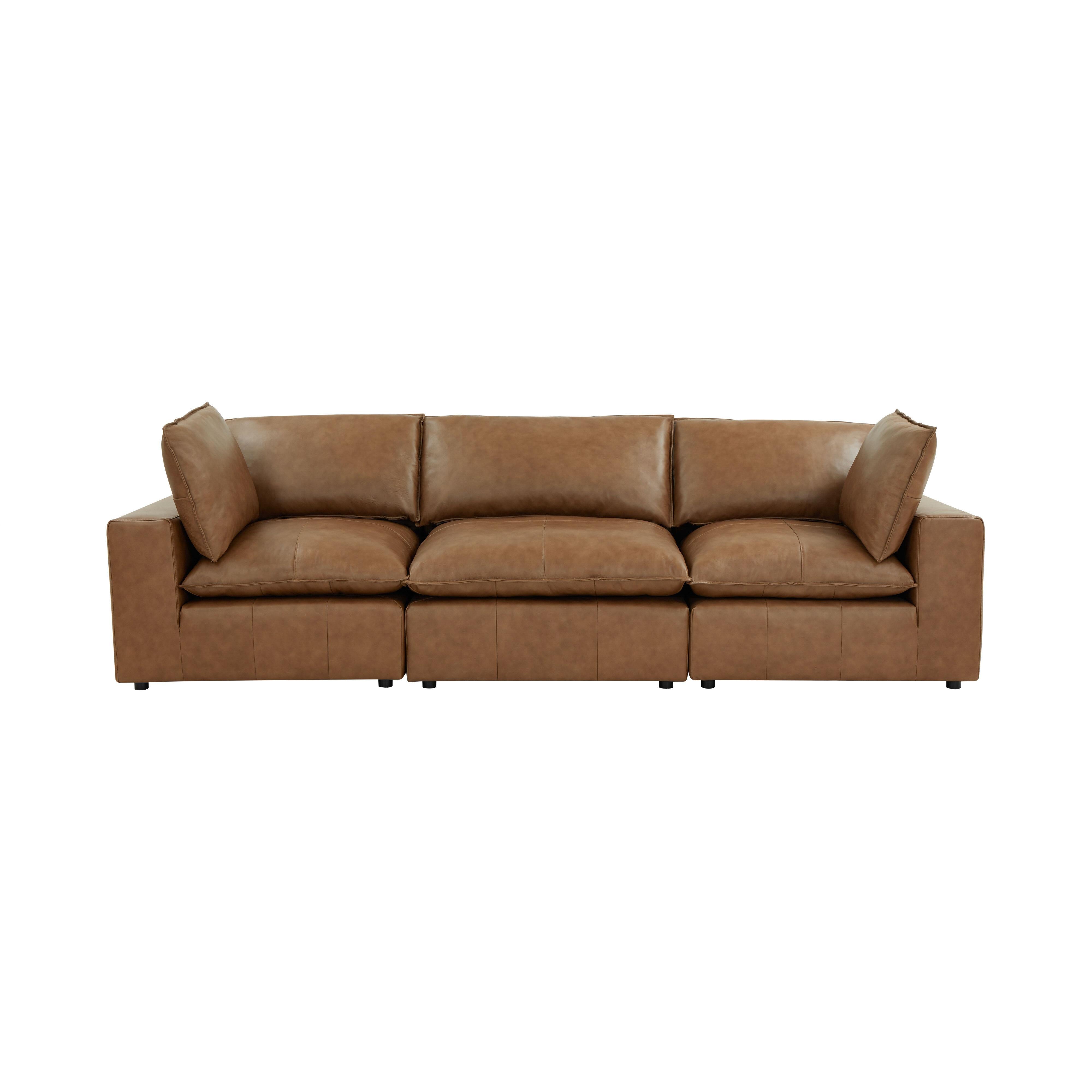 Cali 120" Brown Leather Modular Sofa | TOV Furniture