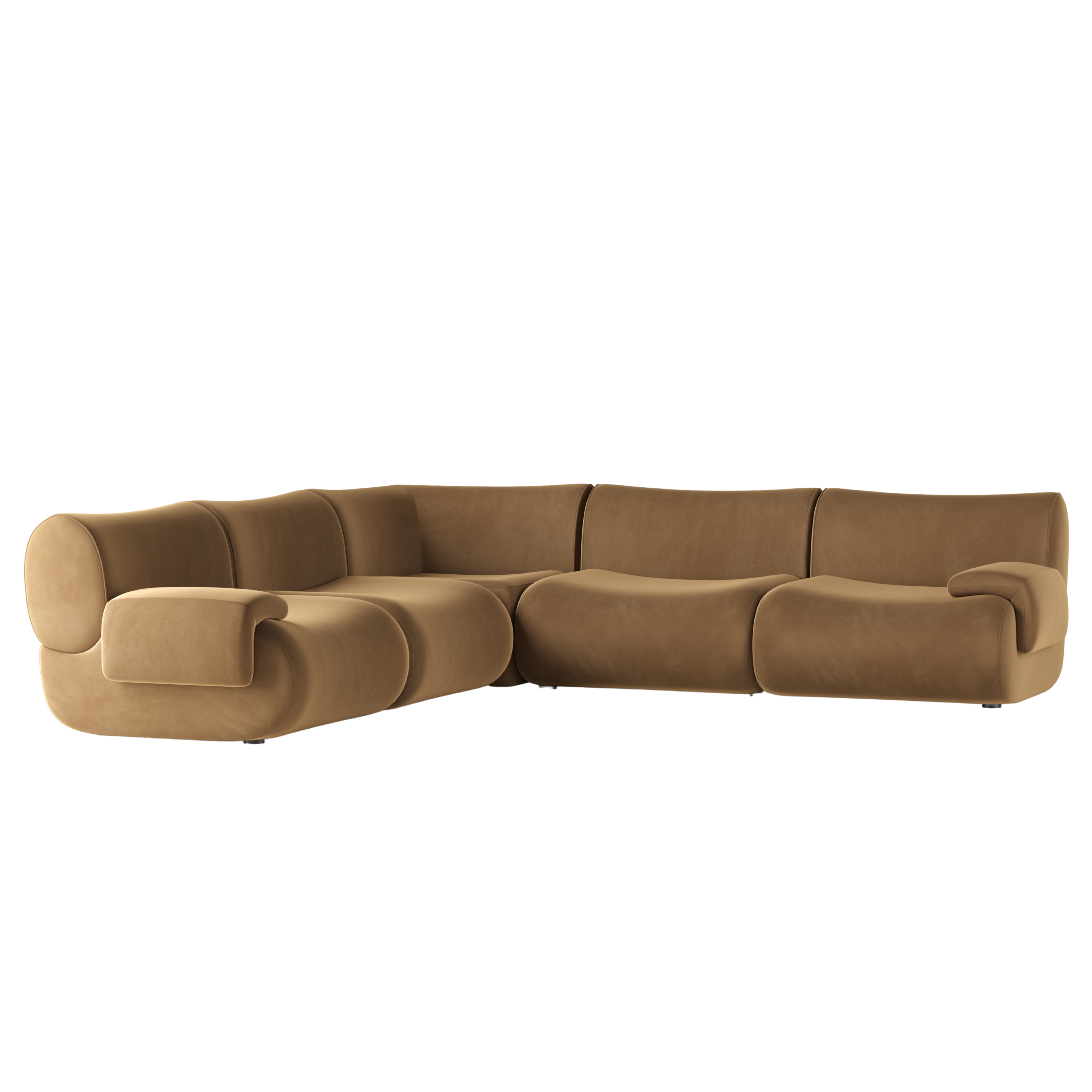 Zenith 5-Piece Latte Brown Performance Velvet Modular L-Sectional | TOV ...