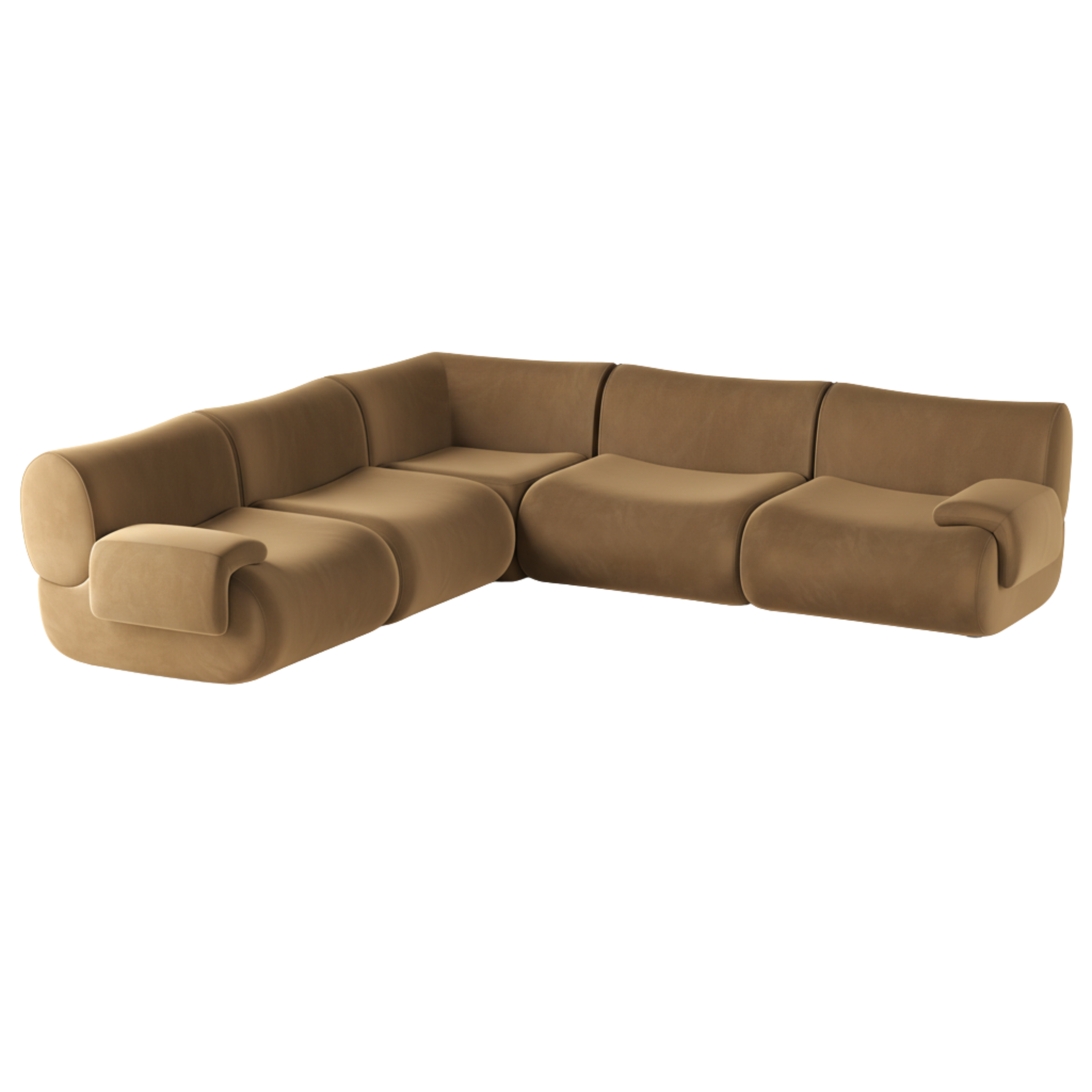 Zenith 5-Piece Latte Brown Performance Velvet Modular L-Sectional | TOV ...