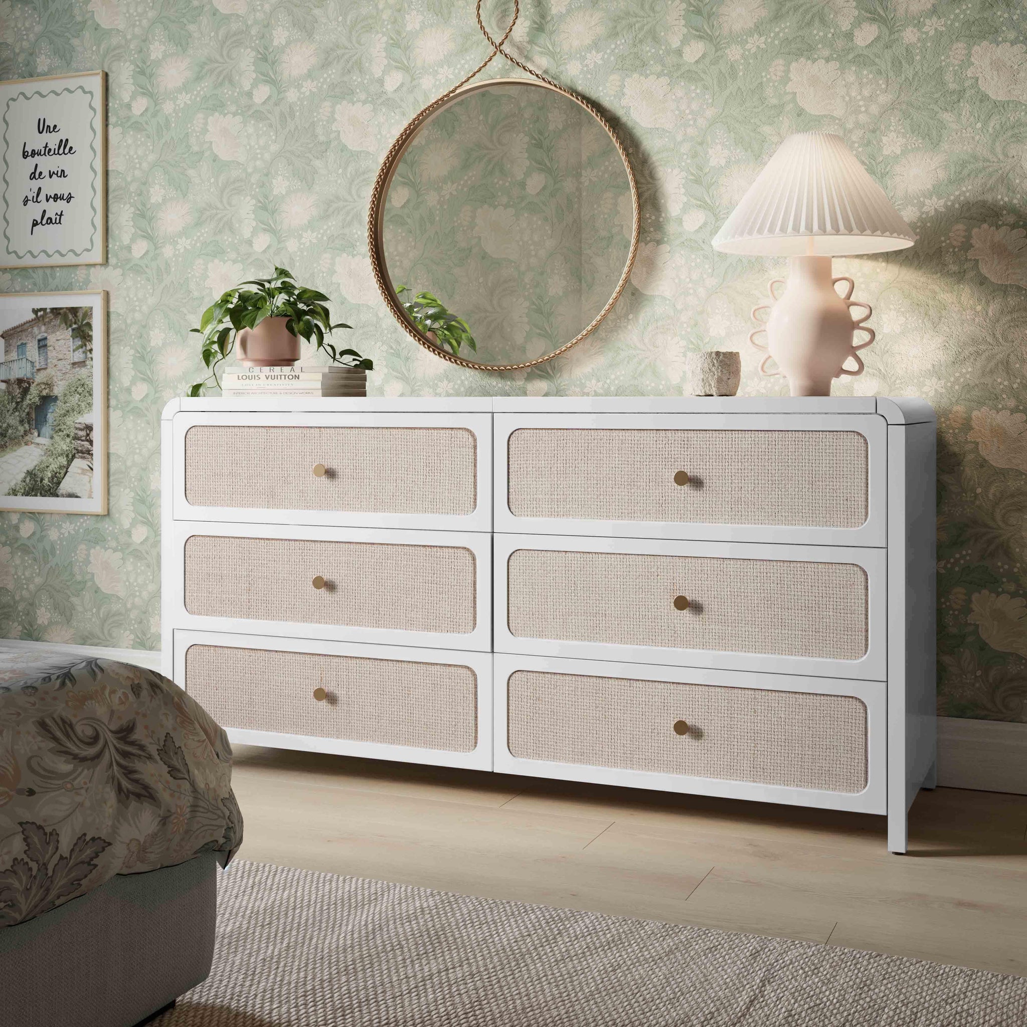Patty 62" Rattan 6 Drawer Dresser – TOV Furniture