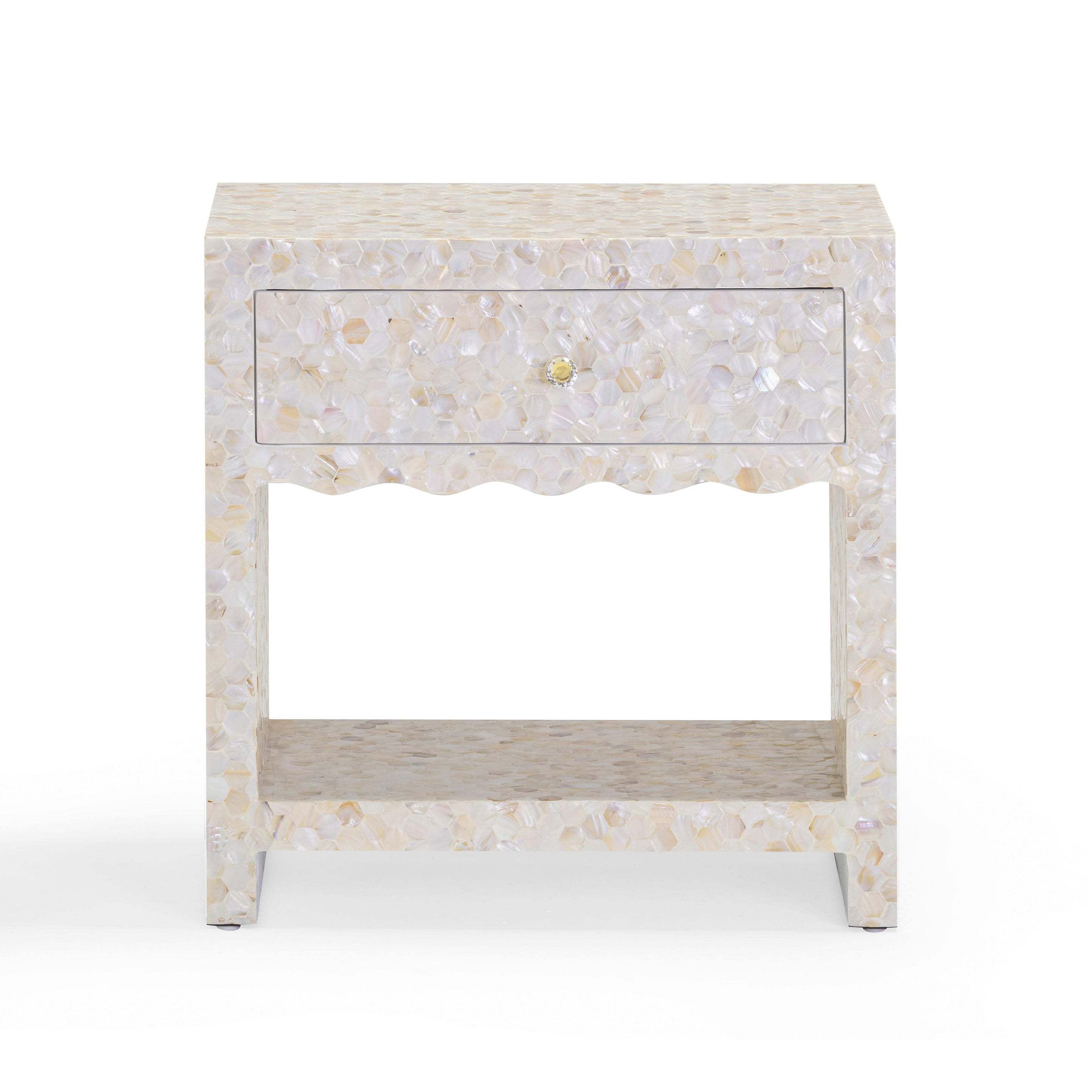Piara 22" Natural Mother of Pearl Inlaid Nightstand With Drawer | TOV ...
