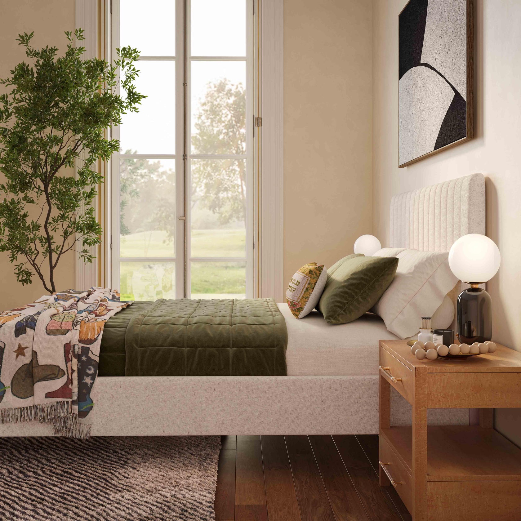 Angela Upcycled Linen Bed – TOV Furniture
