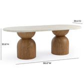 Cynthia 87" Travertine Concrete Indoor / Outdoor Oval Dining Table ...