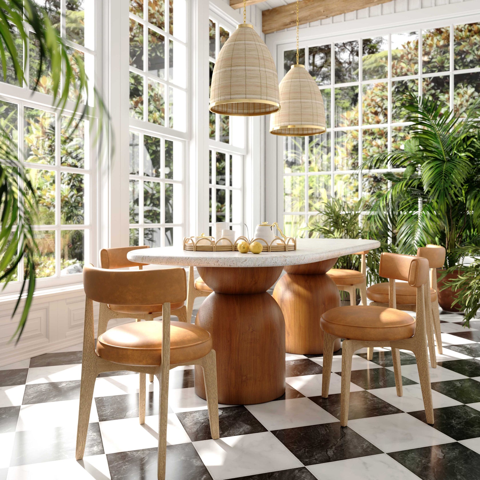 Cynthia 87" Travertine Concrete Indoor / Outdoor Oval Dining Table ...