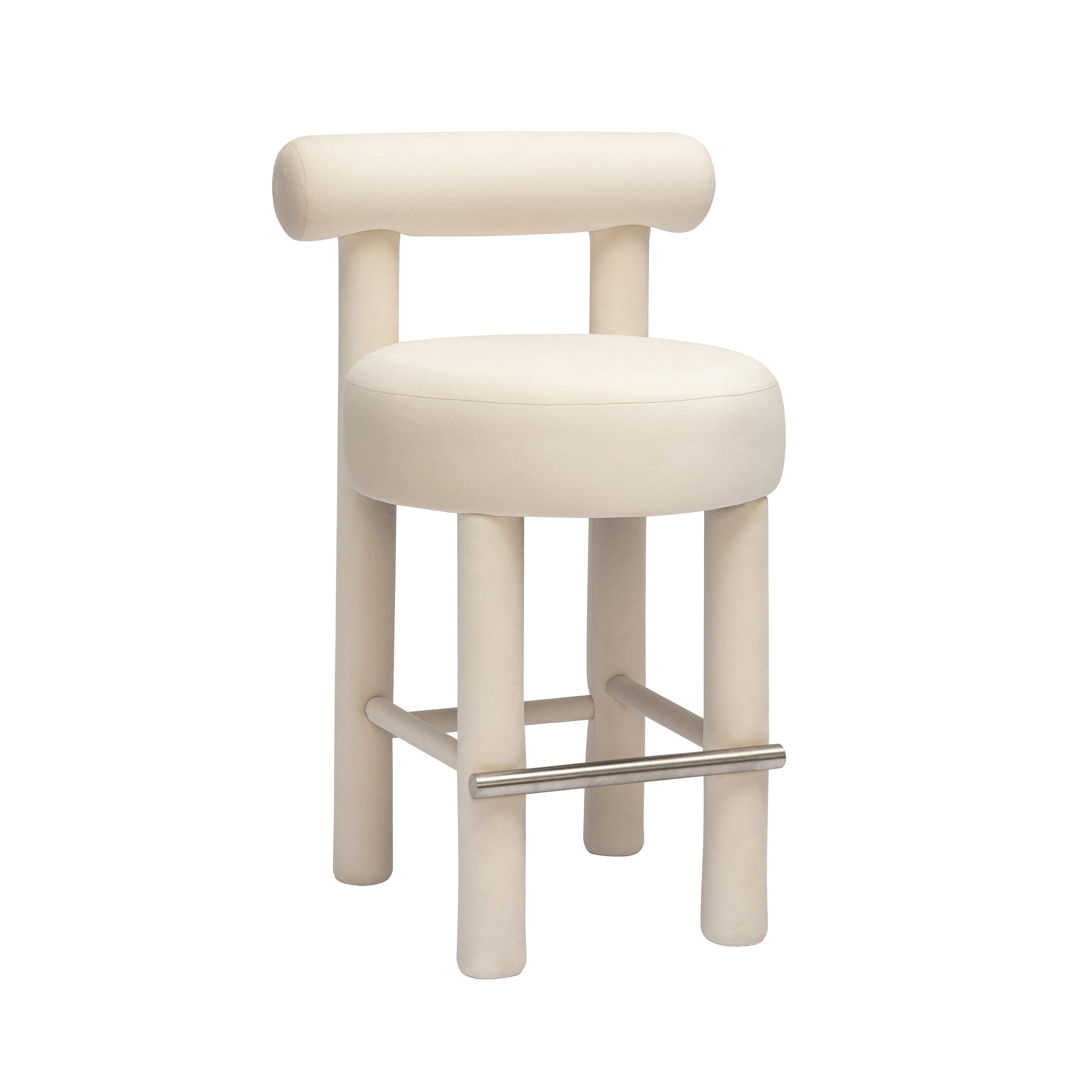 Carmel Cream Performance Velvet Counter Stool | TOV Furniture