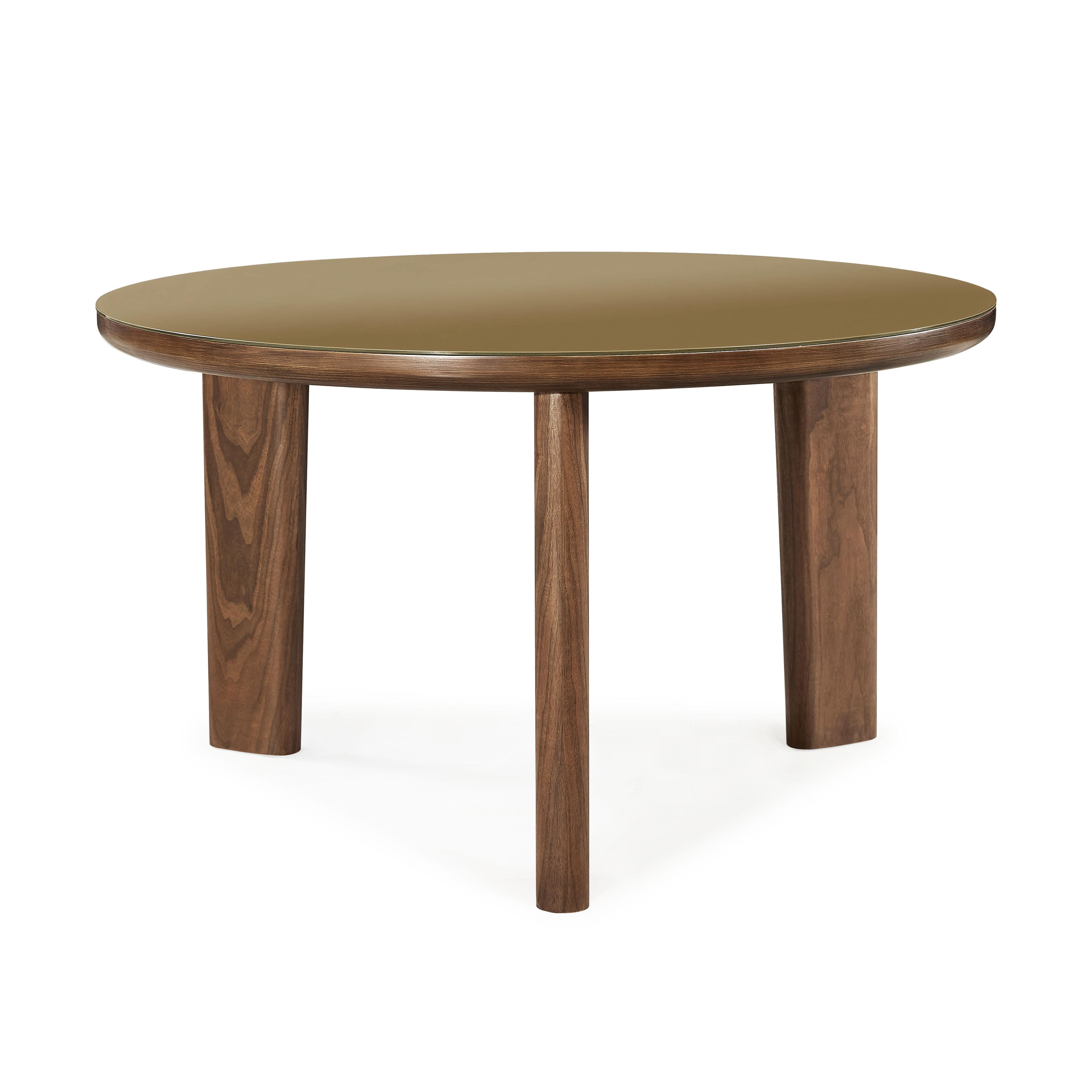 Oani 51" Walnut and Glass Round Dining Table | TOV Furniture