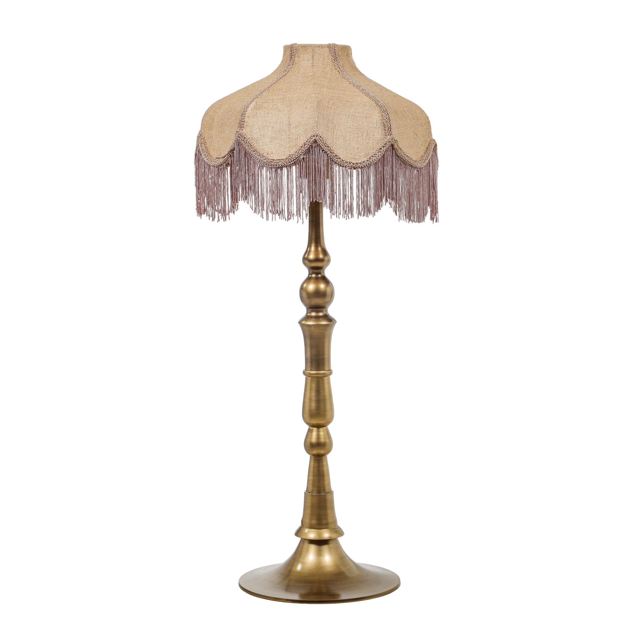 Buchanan Jute Fringed Scalloped Table Lamp | TOV Furniture