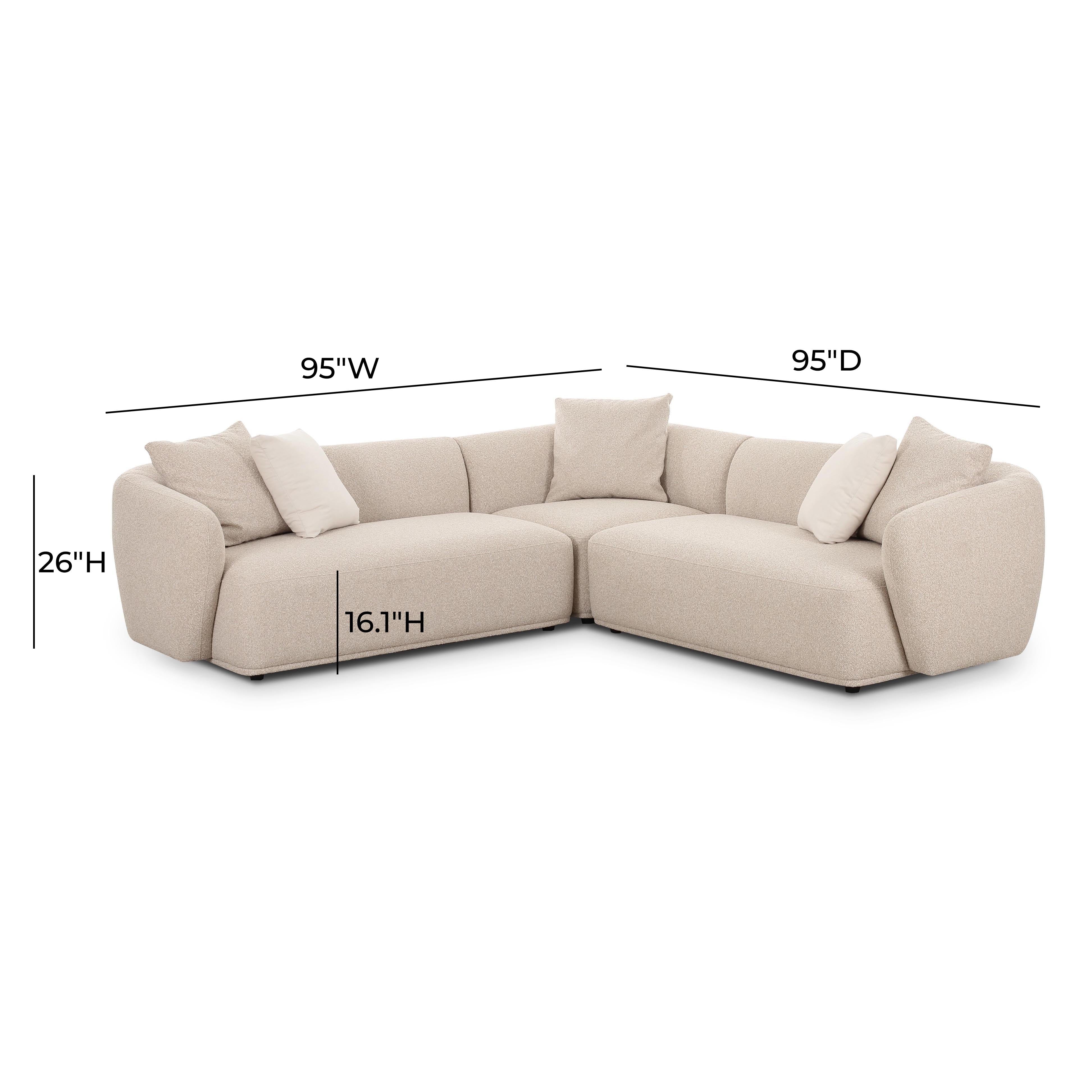 Sylvie 3-Piece Cream Boucle L-Shaped Sectional – TOV Furniture