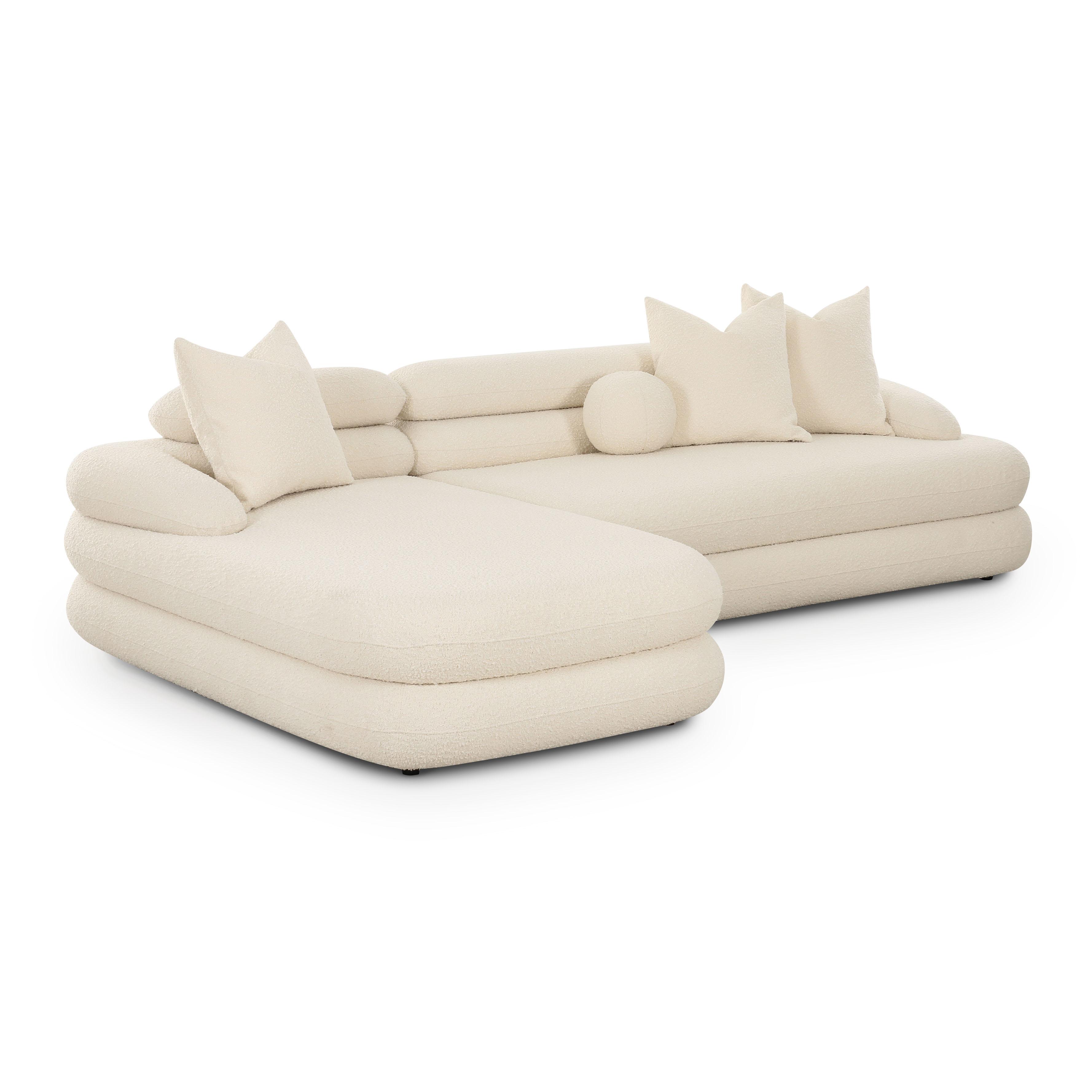Lulu 2-Piece Cream Boucle L-Shaped Sectional | TOV Furniture