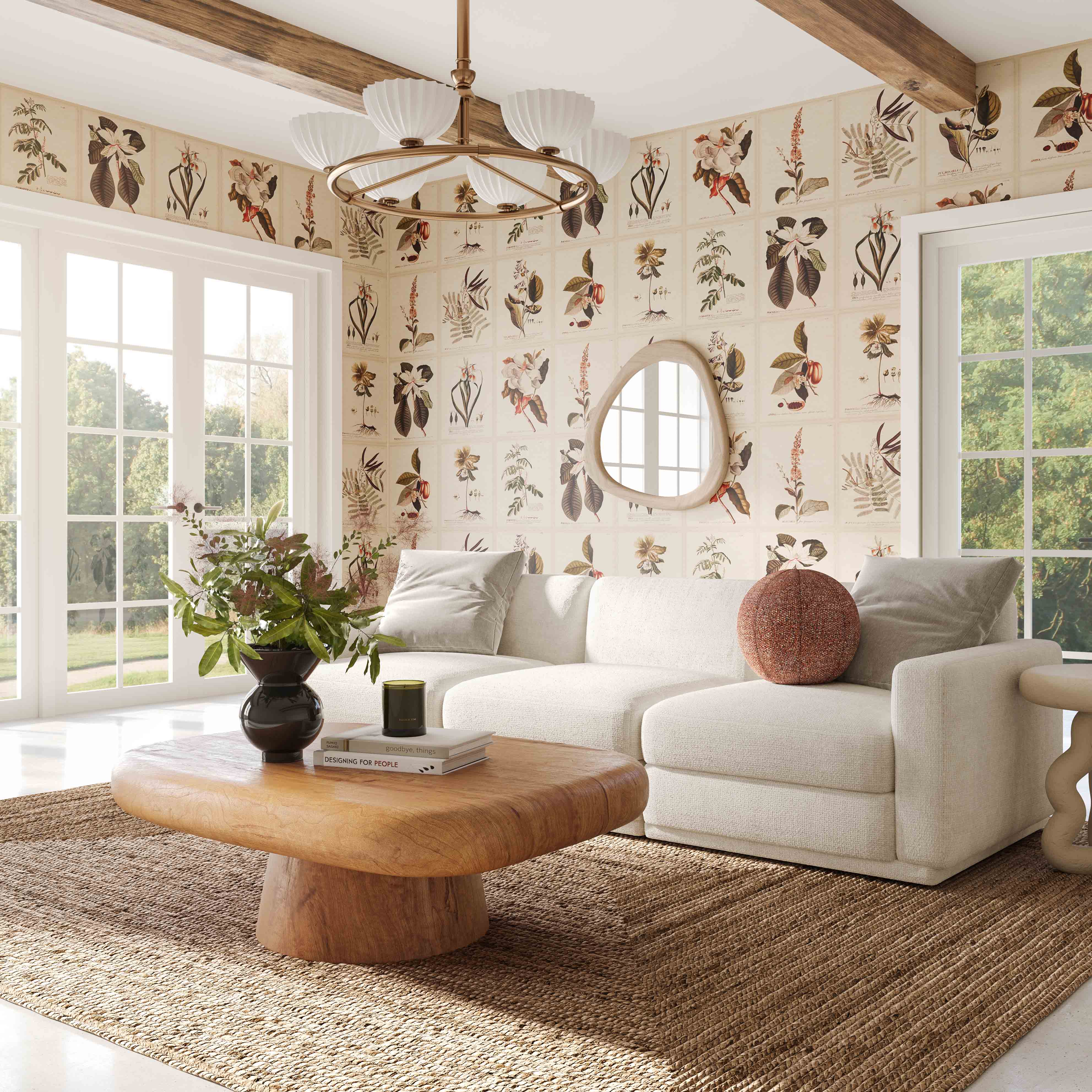 Perry 96" Cream Performance Chenille Modular Sofa | TOV Furniture