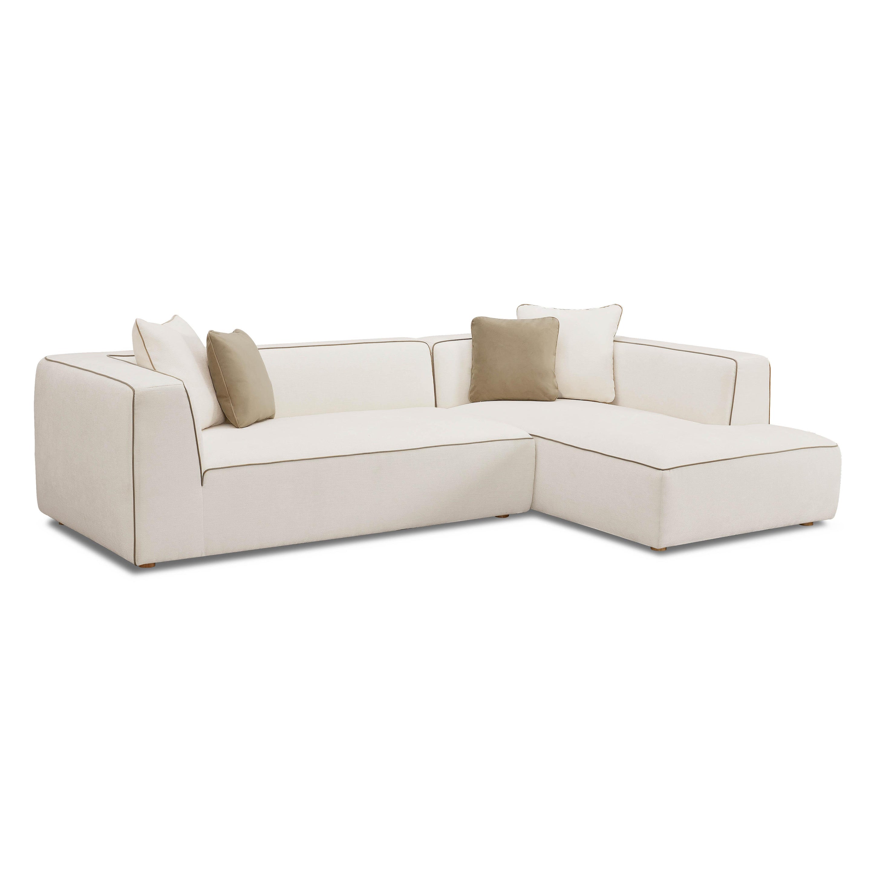 Tristine 2-Piece Cream Contract-Grade Linen L-Shaped Sectional | TOV ...