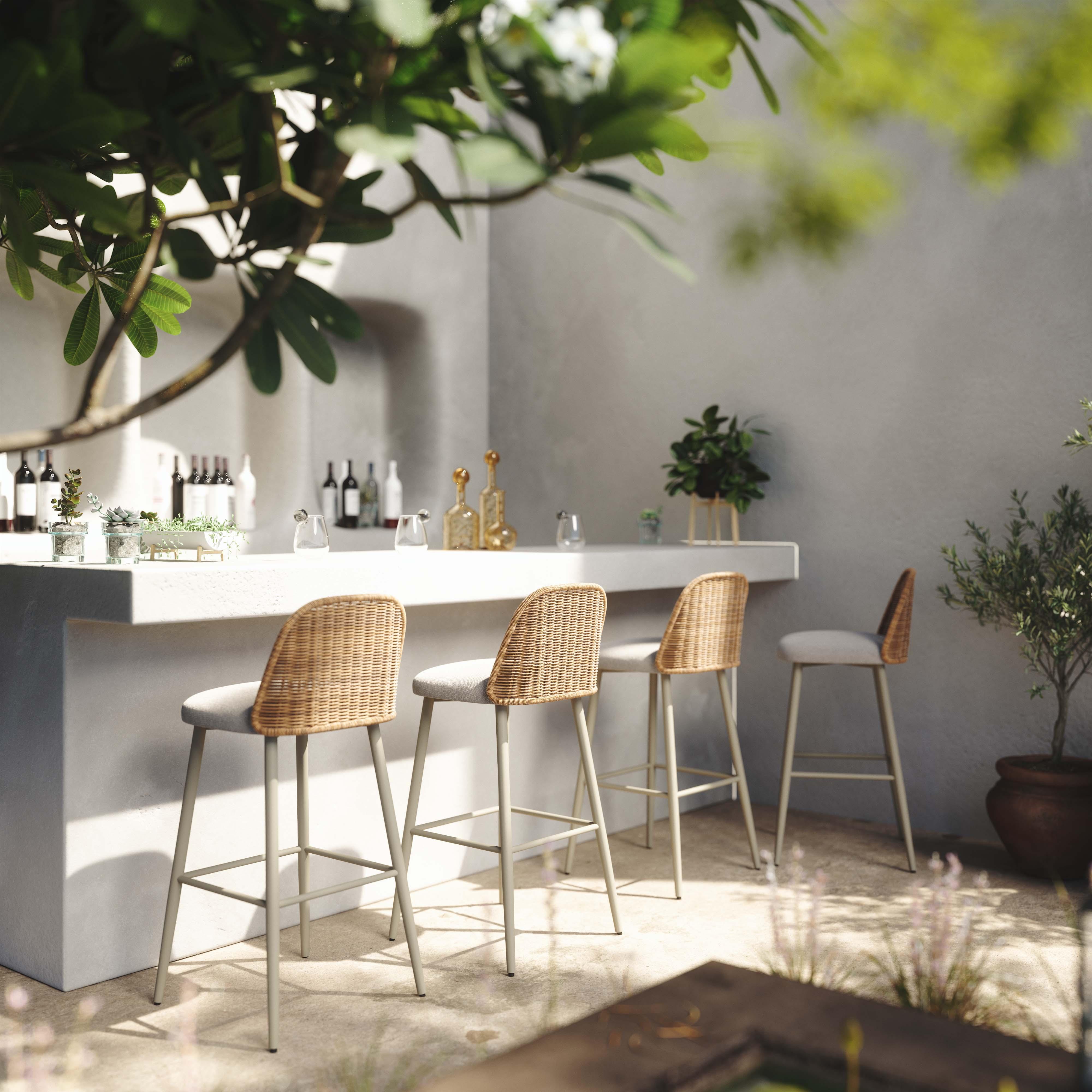 Alexa Cream Performance Fabric Outdoor Stool TOV Furniture
