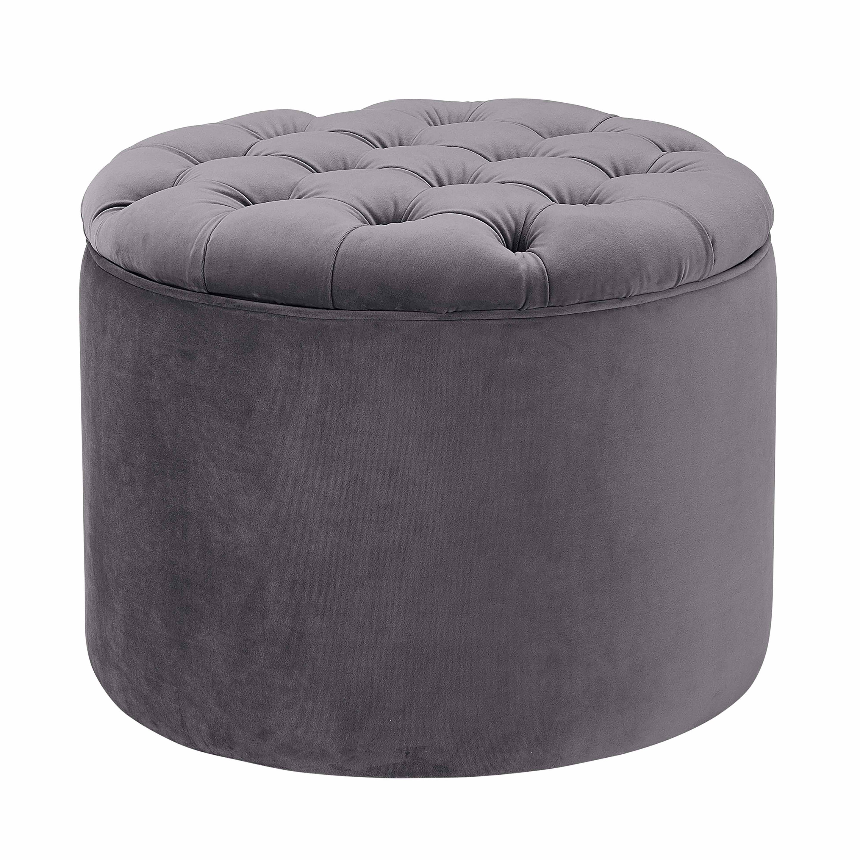 Queen Velvet Round Storage Ottoman | TOV Furniture