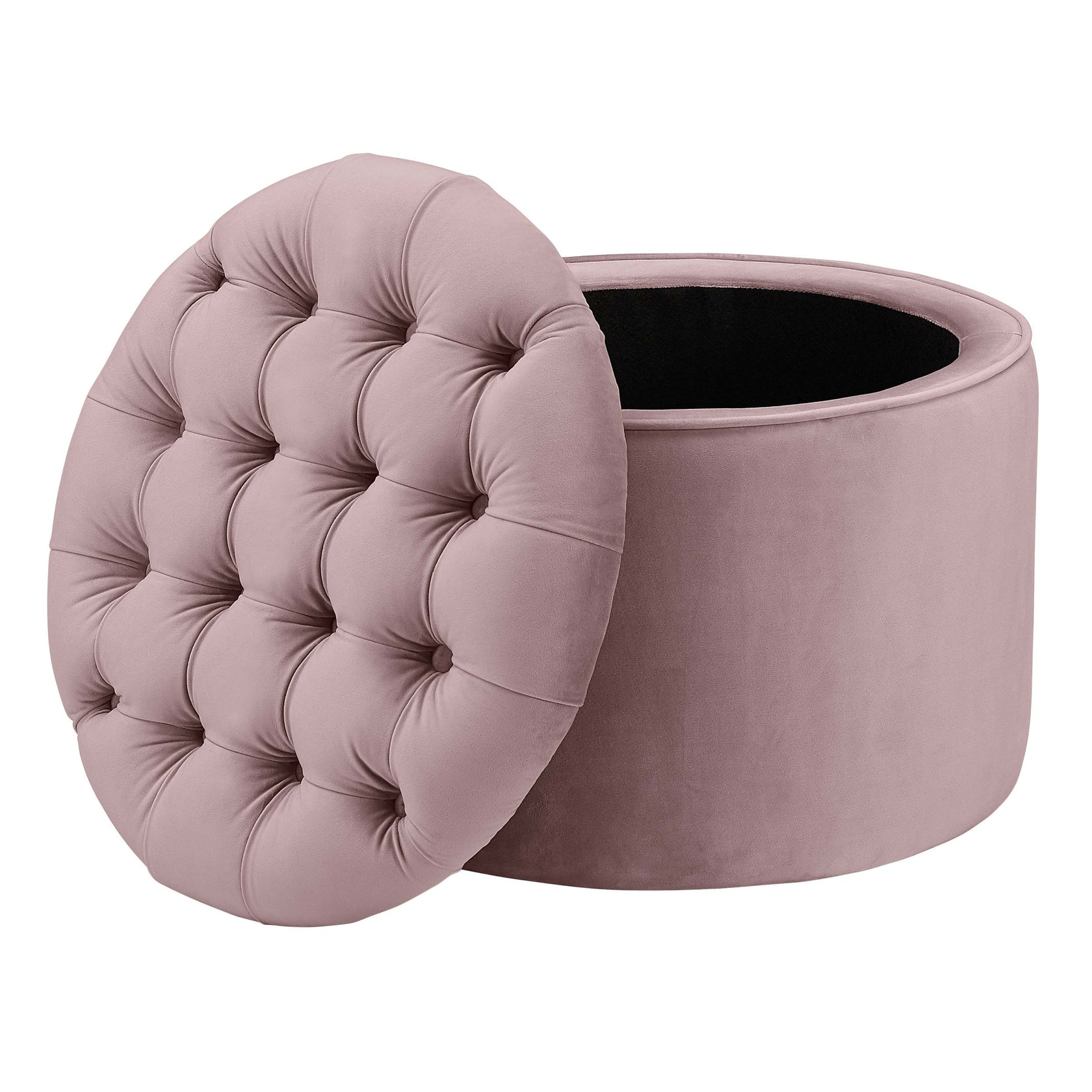 Queen Performance Velvet Round Storage Ottoman | TOV Furniture