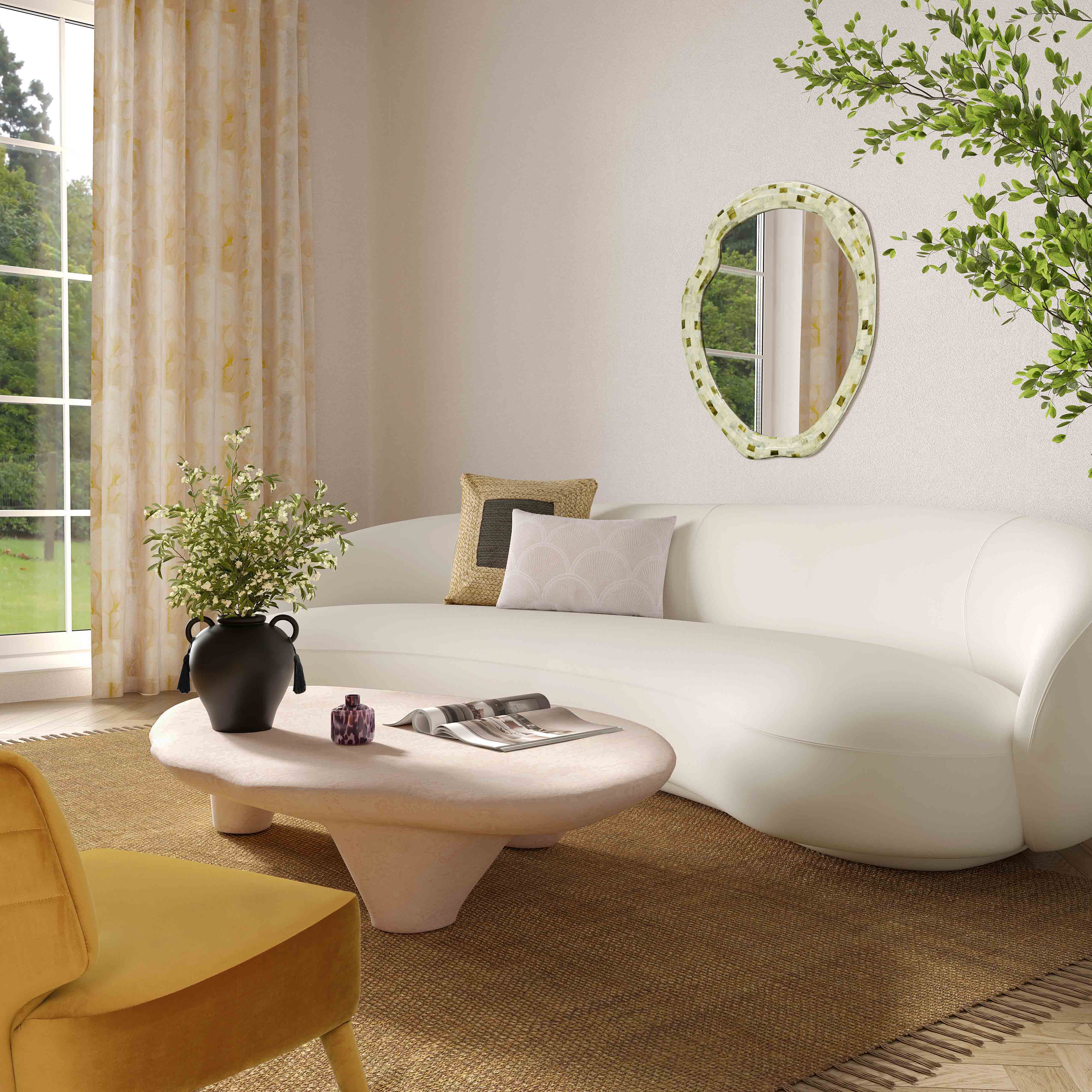 Athen Nude Faux Stone Coffee Table TOV Furniture