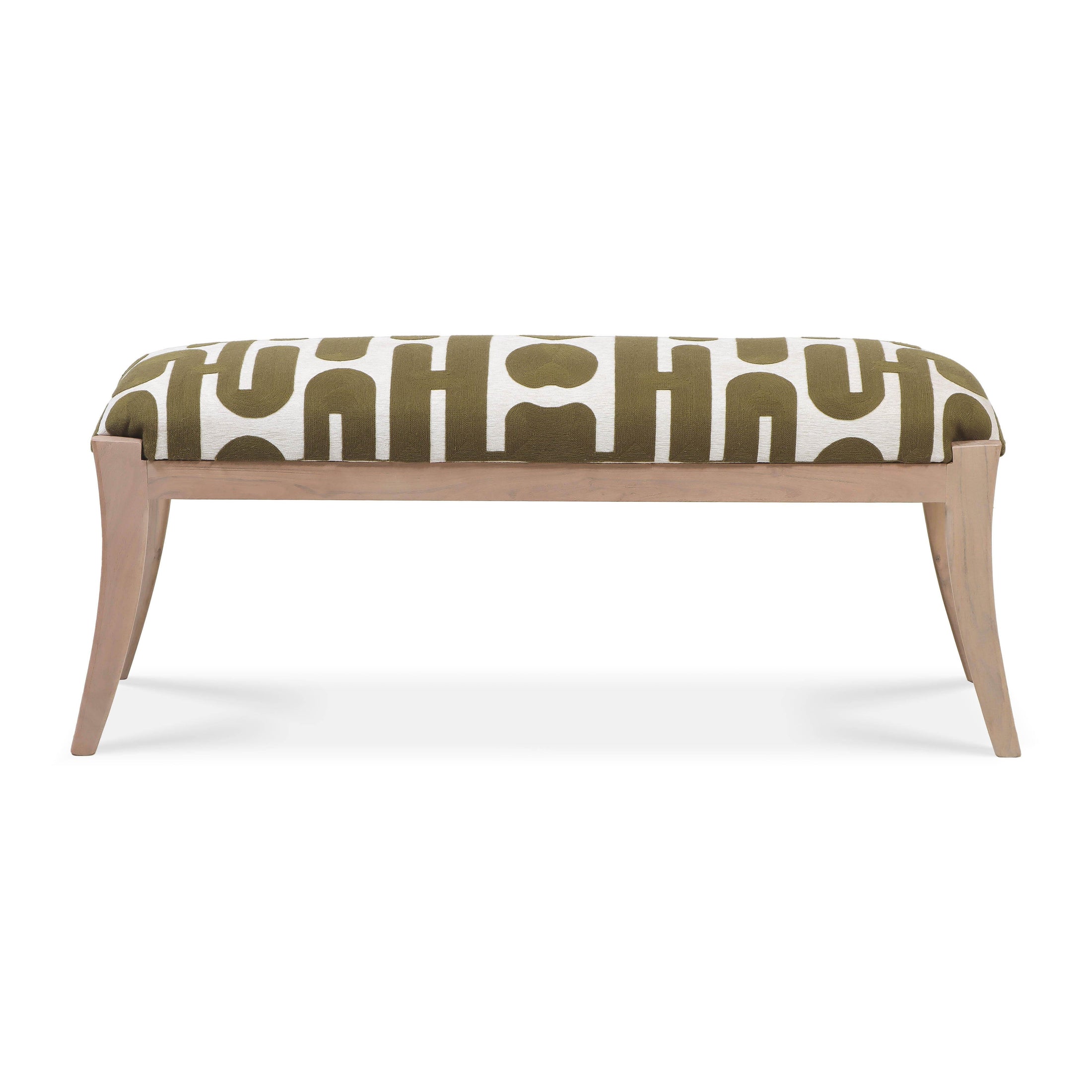 Arielle 48" Olive & White Embroidered Bench | TOV Furniture