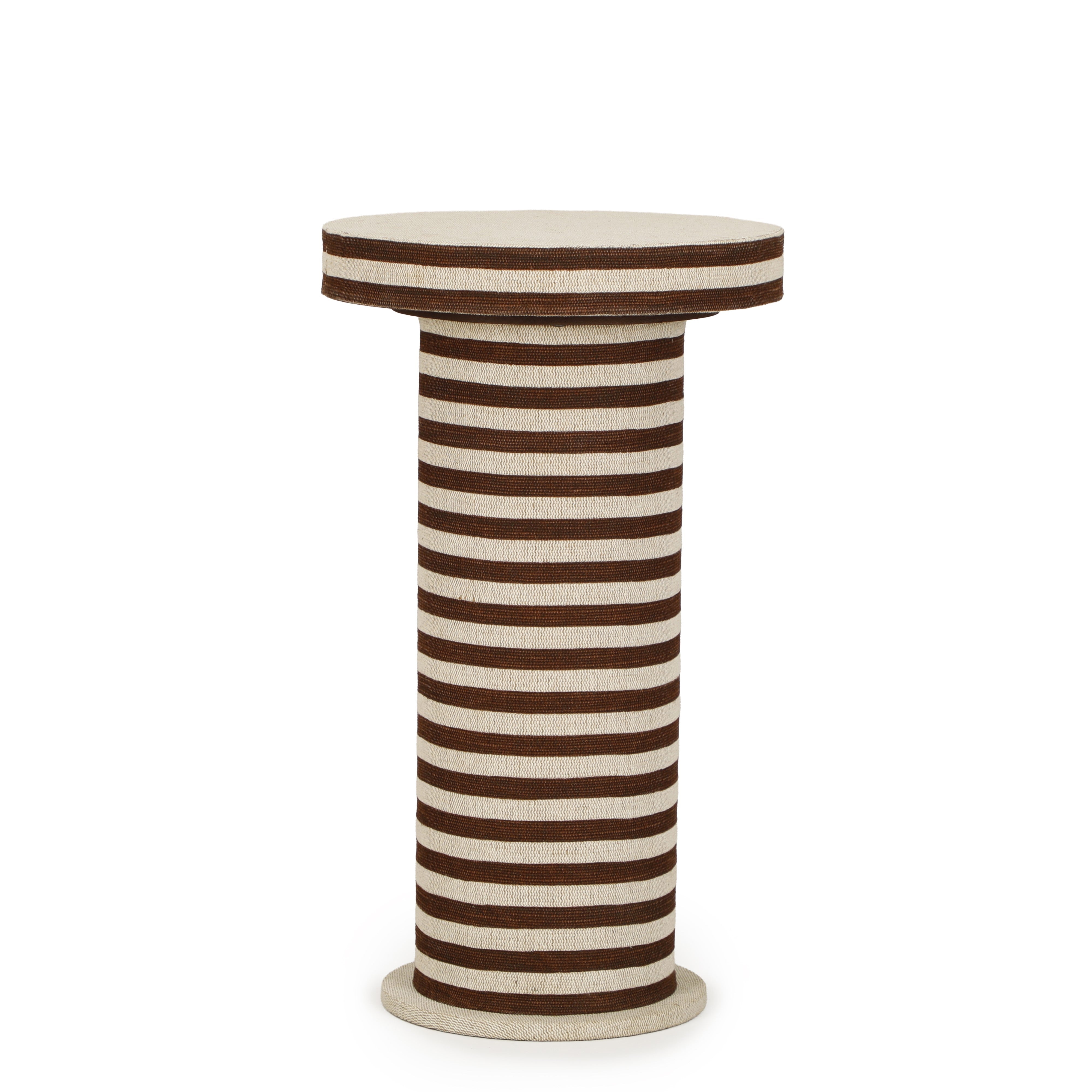 Lyra Natural Striped Cotton Jute Contract-Grade Side Table | TOV Furniture