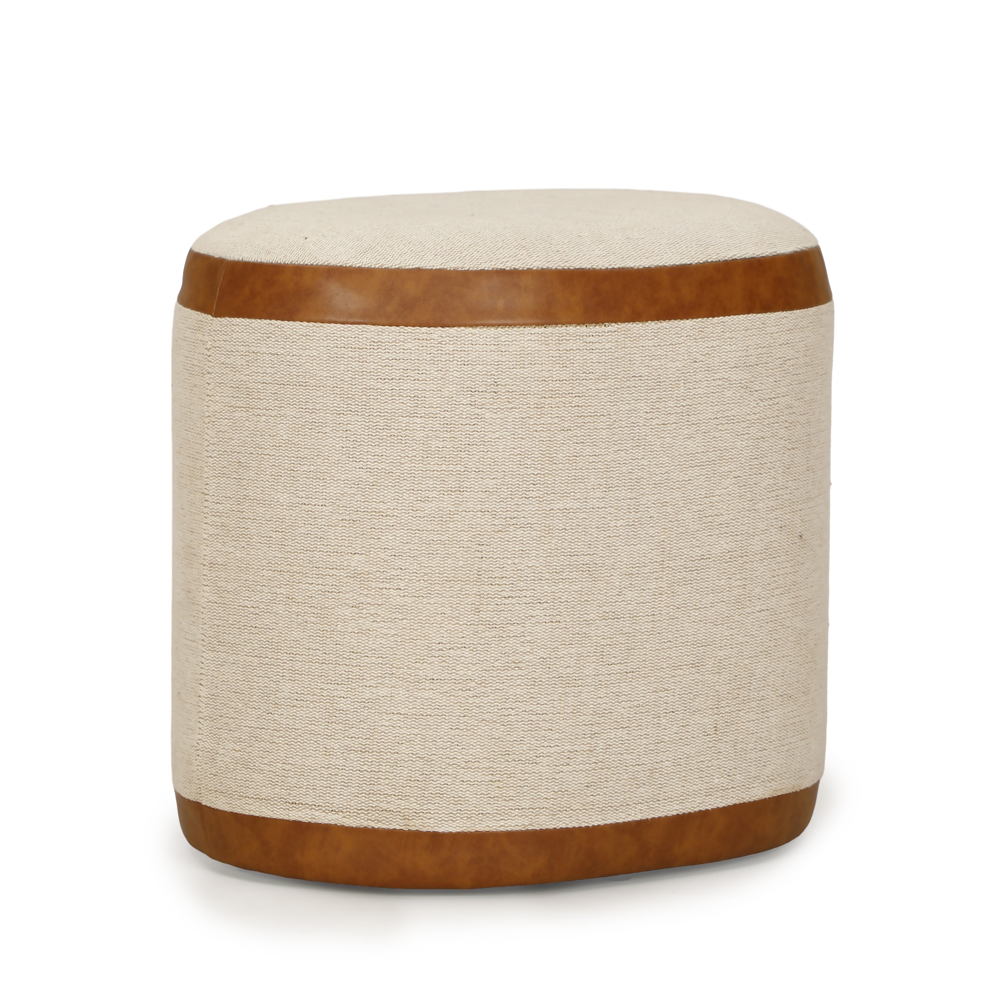 Huche Cotton Jute and Vegan Leather Oval Contract-Grade Pouf | TOV ...
