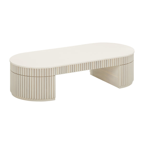 Bella 48" Cream Oval Coffee Table | TOV Furniture