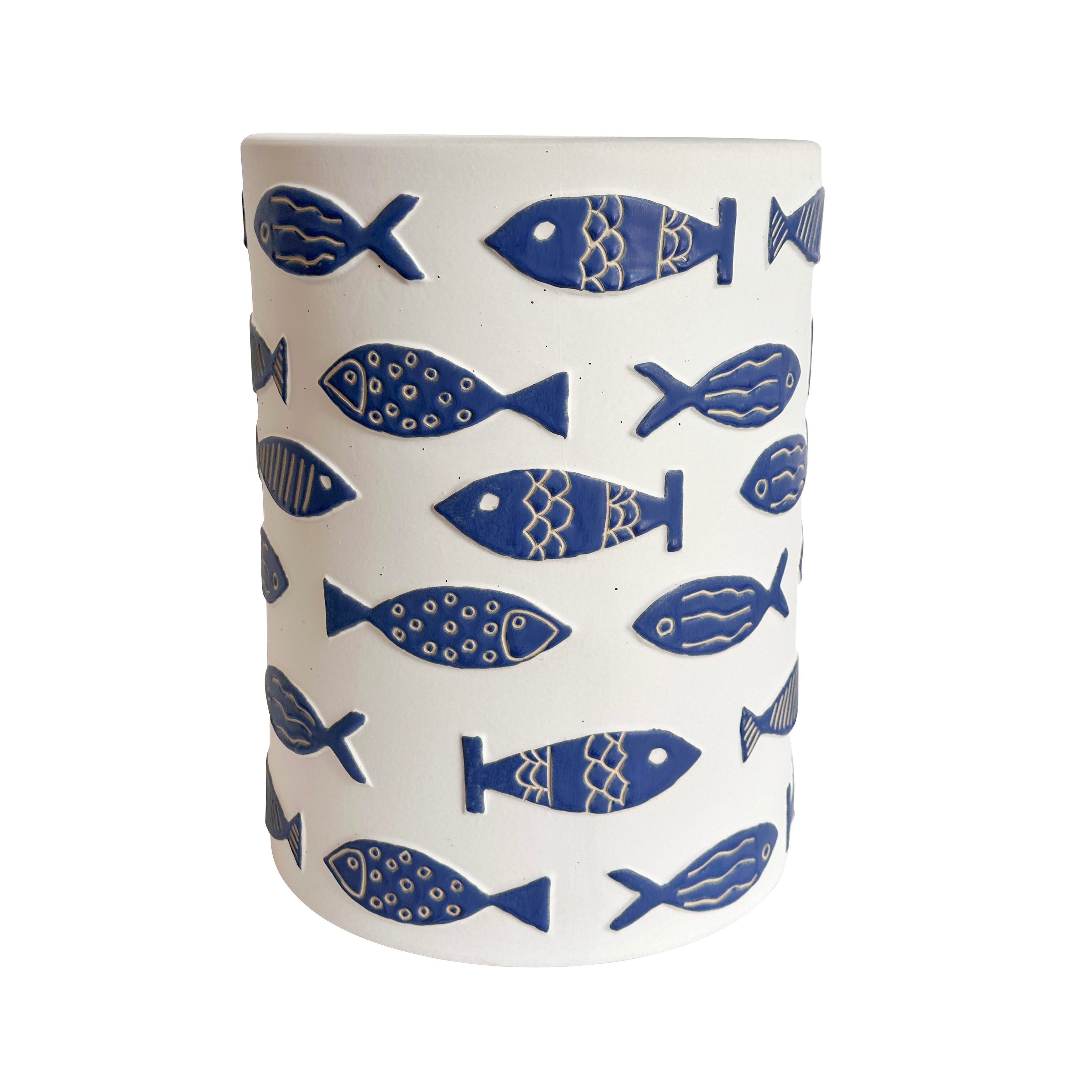 Tempest Indoor/Outdoor Ceramic Table in Blue Fish | TOV Furniture
