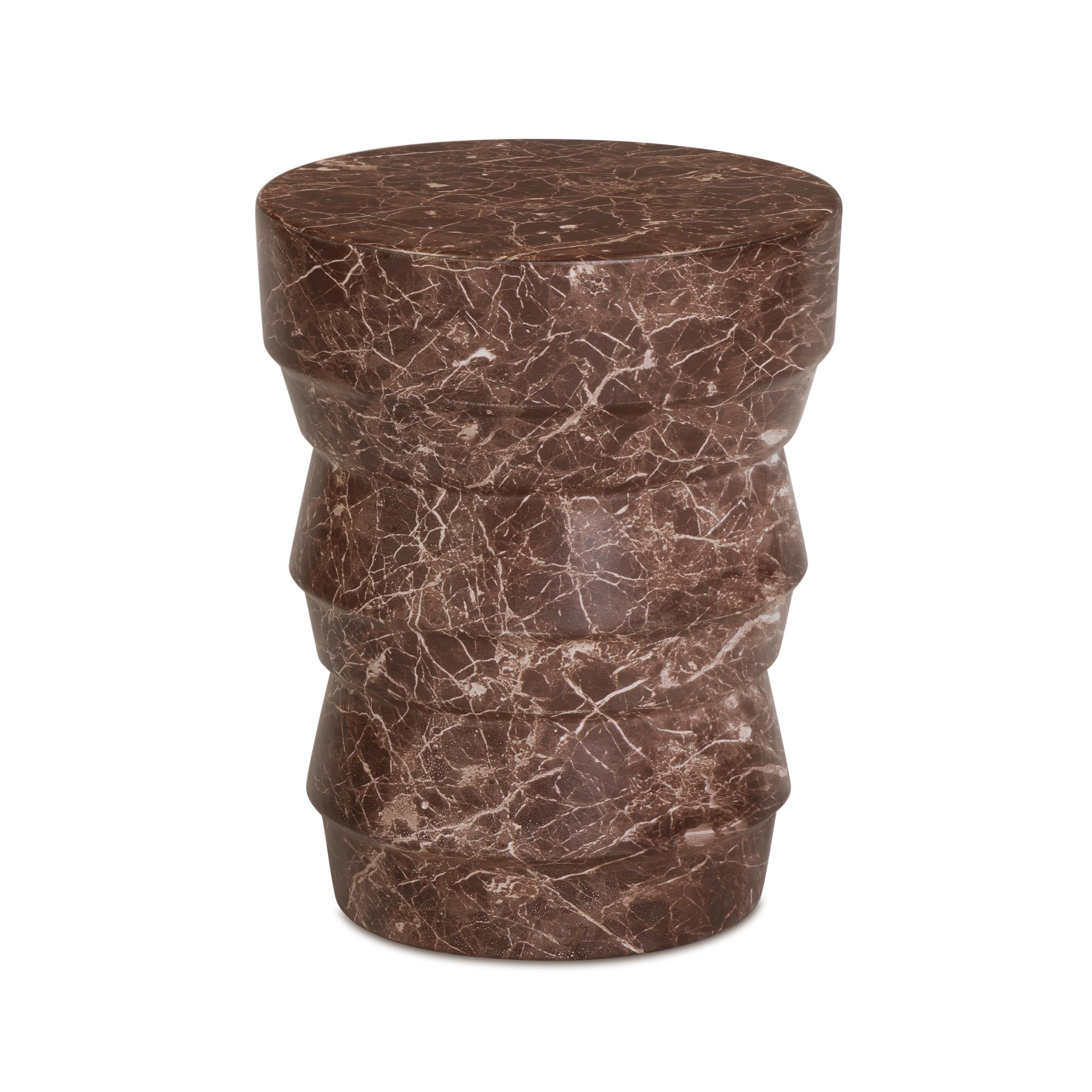 Ayon Faux Red Levanto Marble Indoor/Outdoor Concrete Side Table | TOV ...
