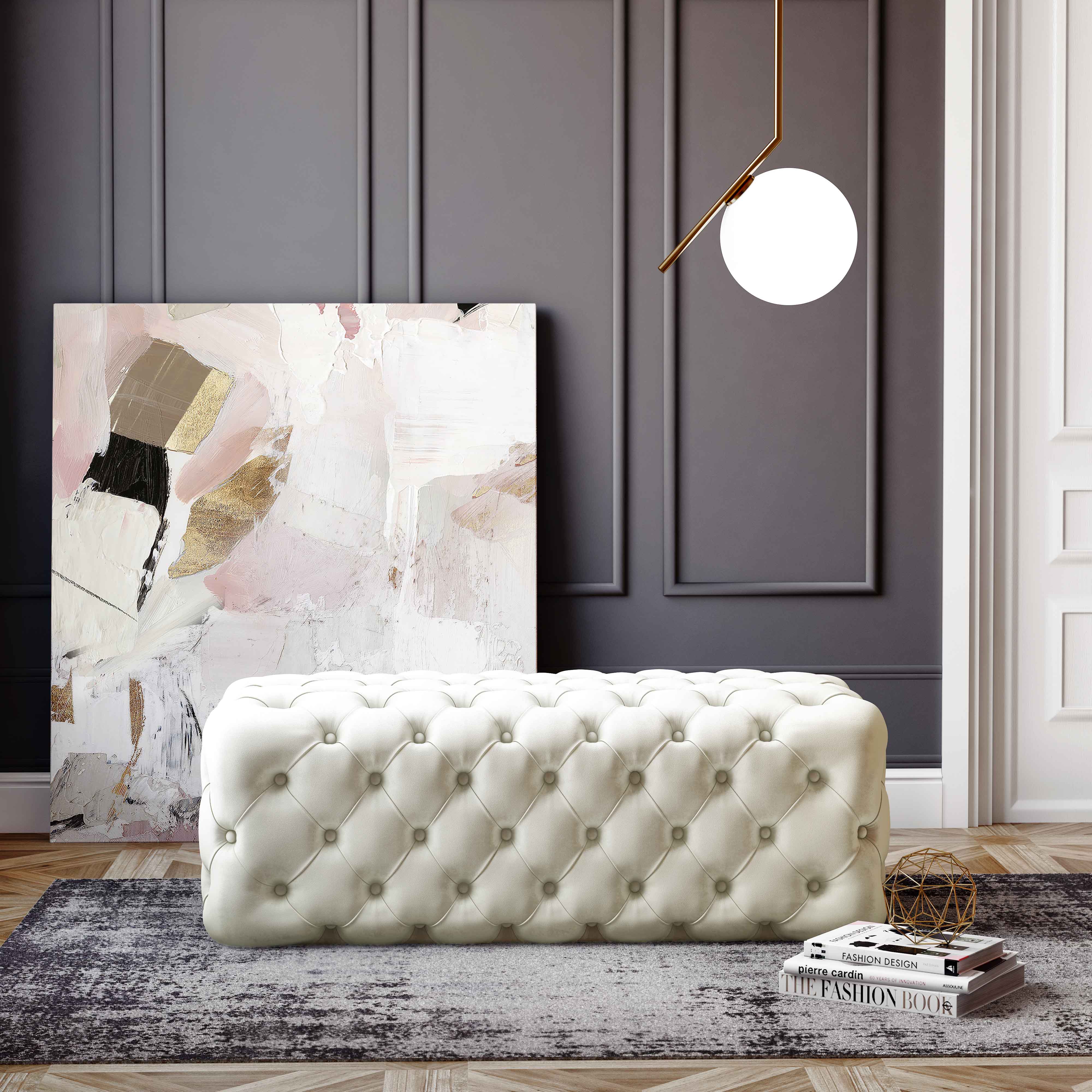 White velvet pouf store