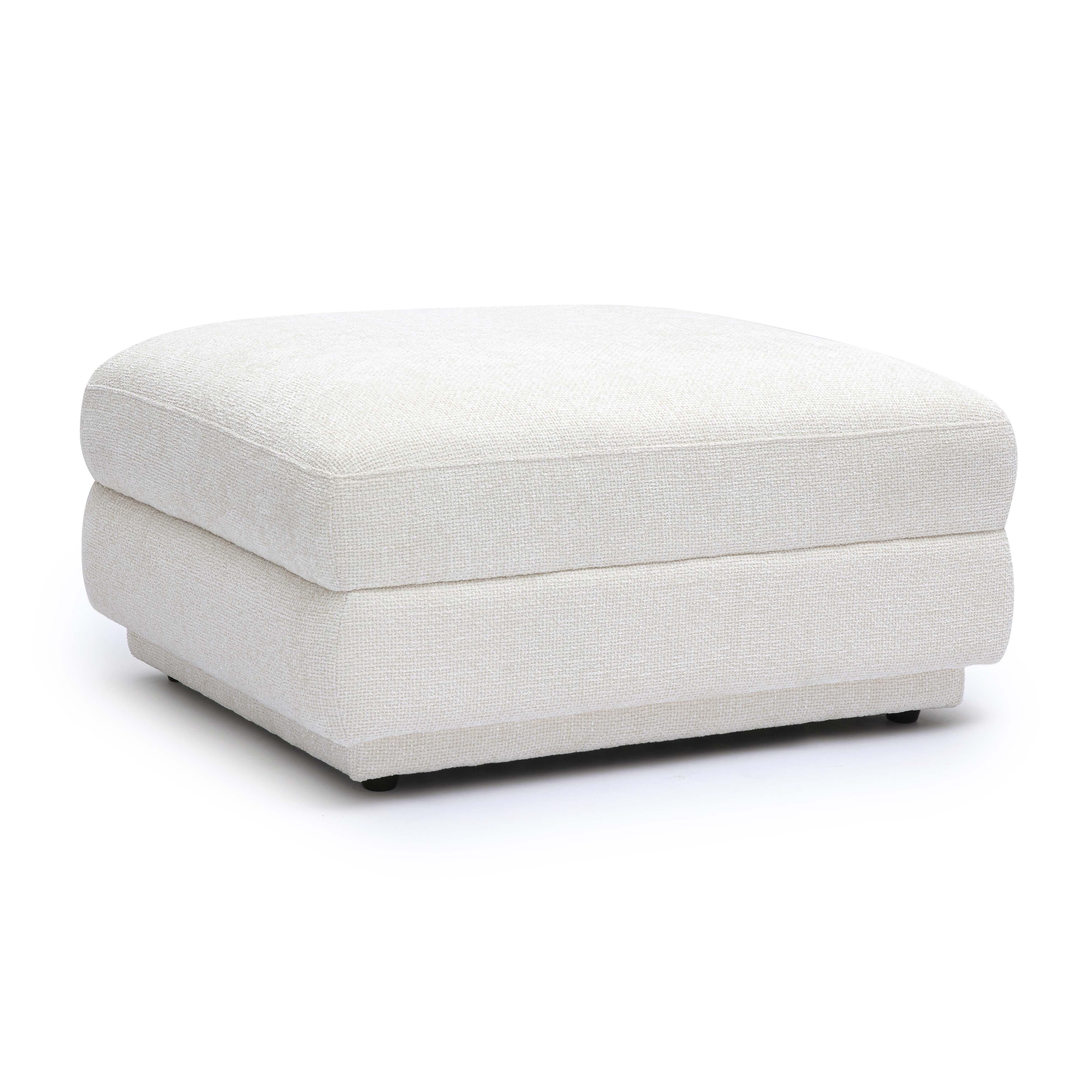 Perry Cream Chenille Modular Ottoman | TOV Furniture