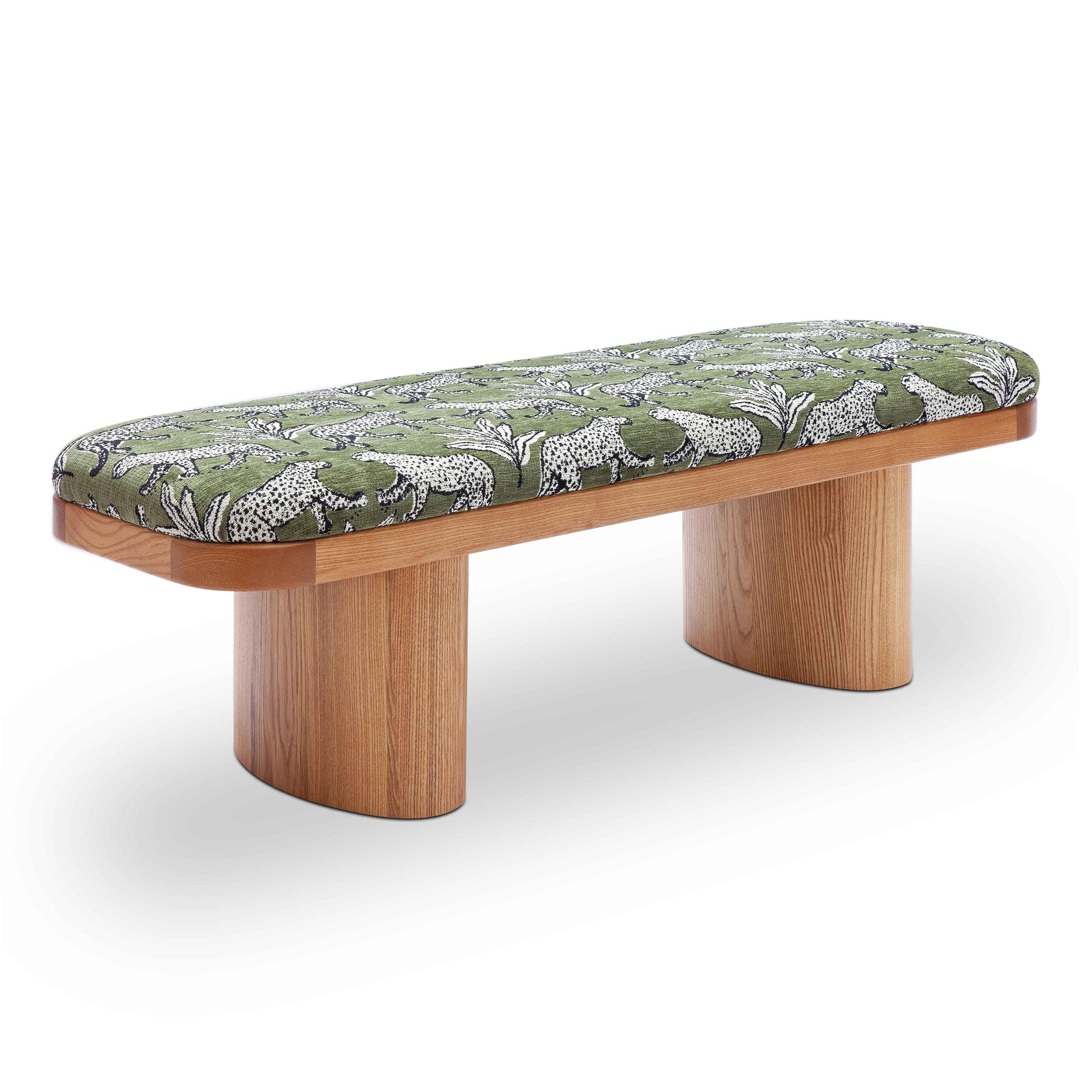 Ollie 48" Olive Green Leopard Jacquard Bench | TOV Furniture
