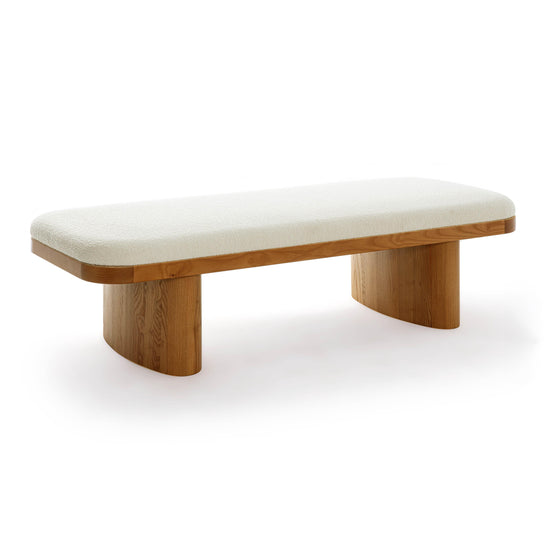 Ollie 56.5" White Performance Boucle Large Bench | TOV Furniture