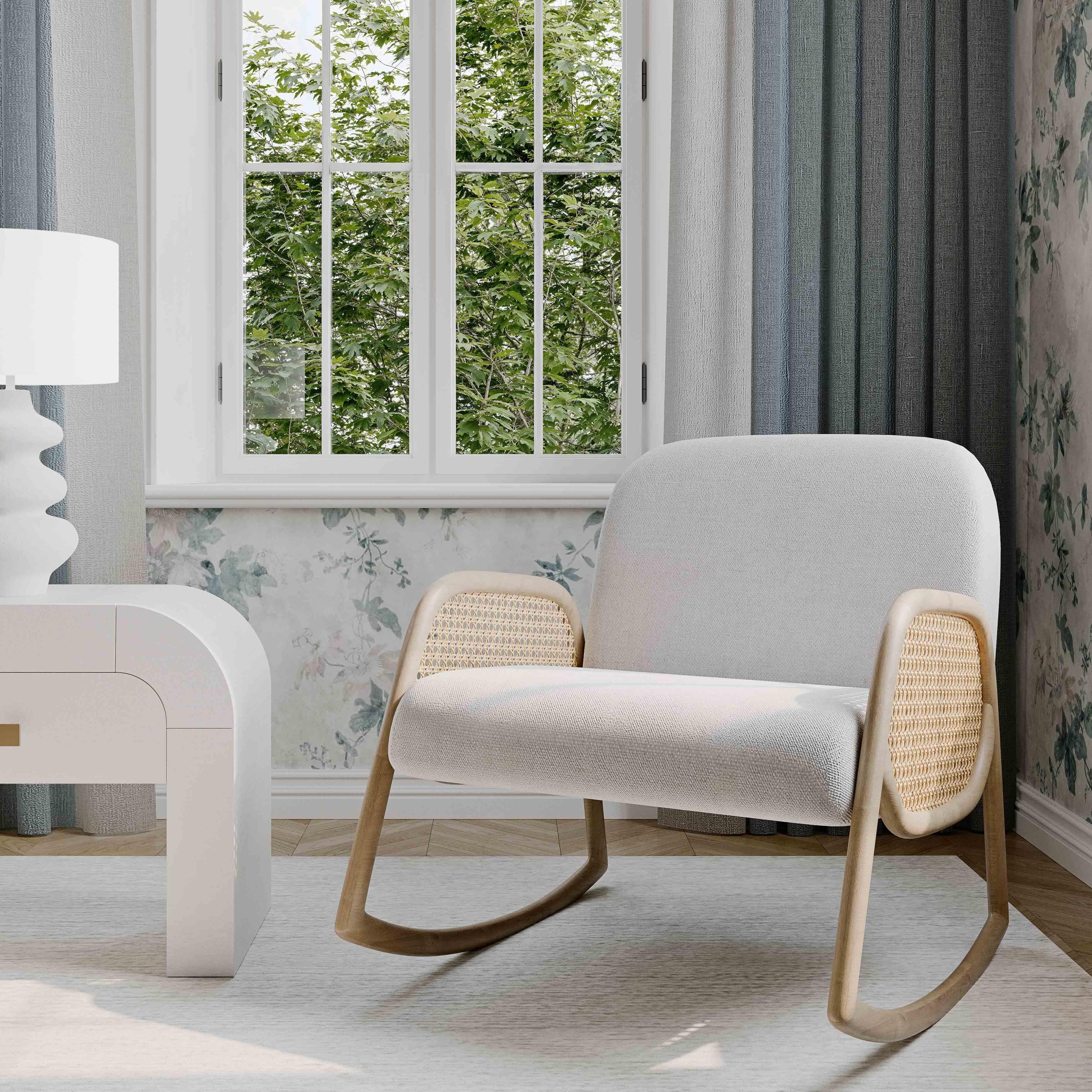 Bonney Cream Performance Fabric Rocking Chair | TOV Furniture
