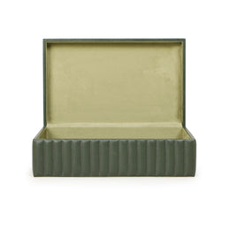 Eton Ribbed Green Vegan Leather Contract-Grade Storage Box | TOV Furniture