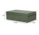 Eton Ribbed Green Vegan Leather Contract-Grade Storage Box | TOV Furniture