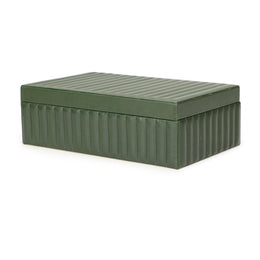 Eton Ribbed Green Vegan Leather Contract-Grade Storage Box | TOV Furniture