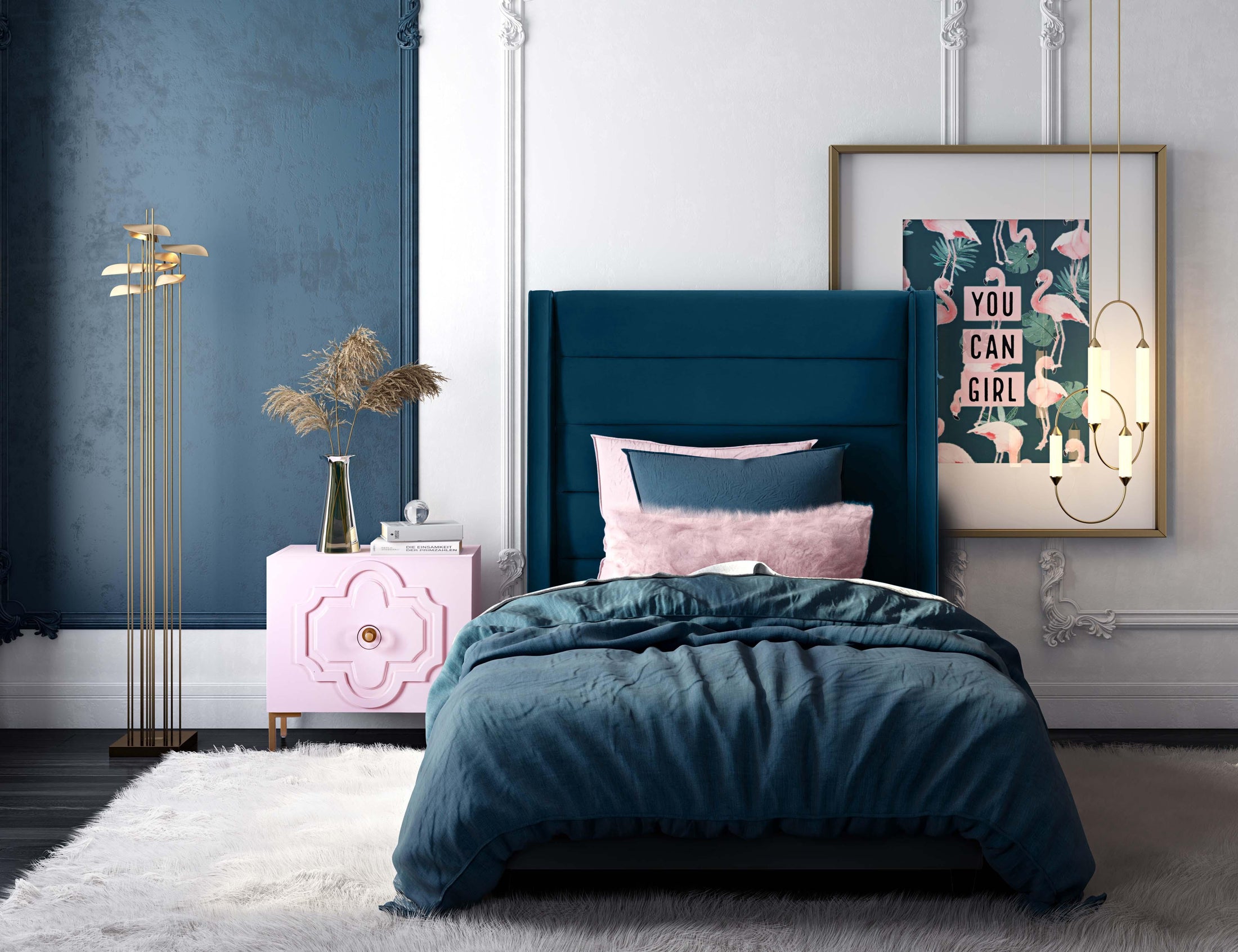 Koah Velvet Bed & Channel Tufted Frame | TOV Furniture