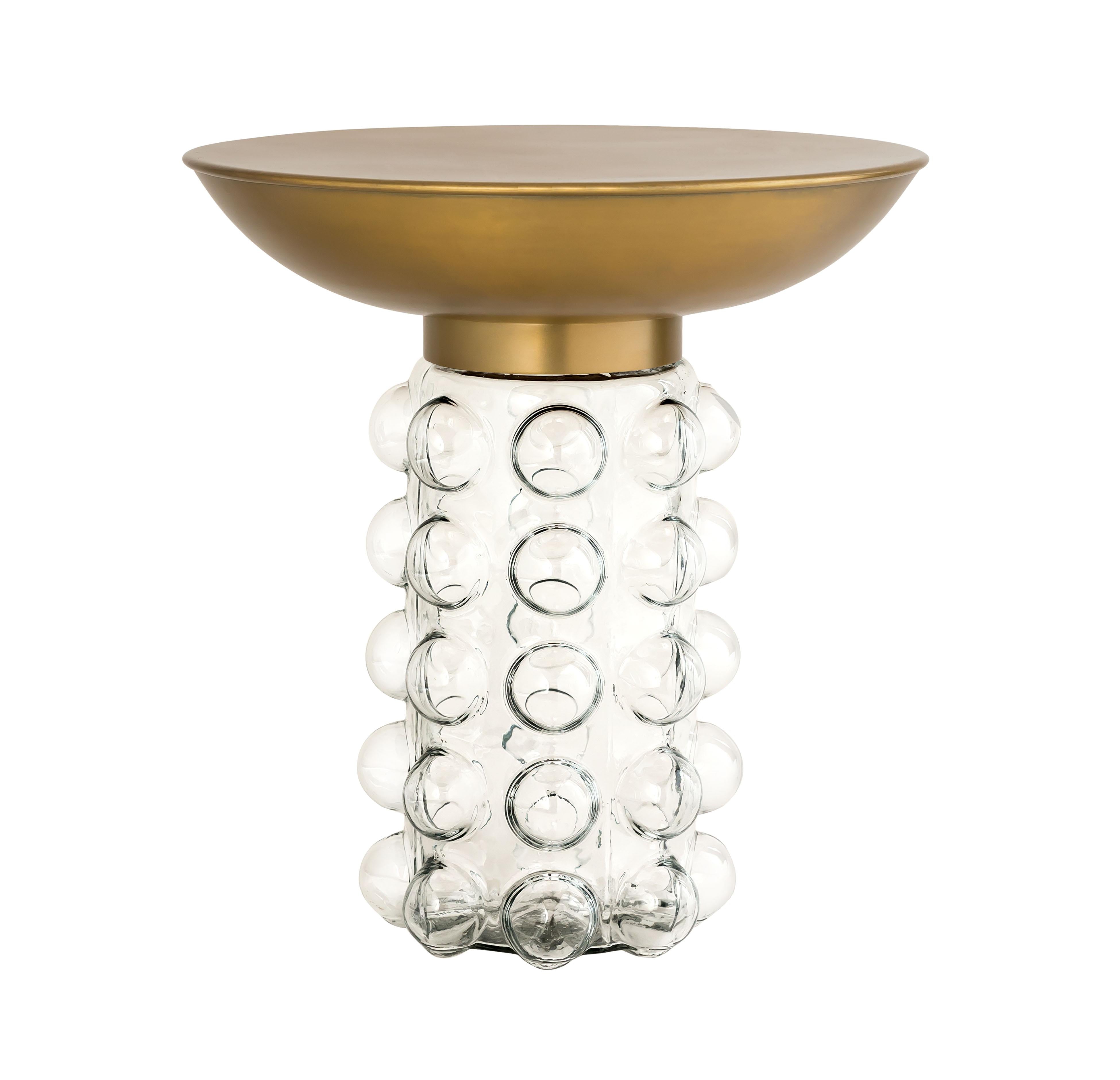 Glass and brass bedside table store